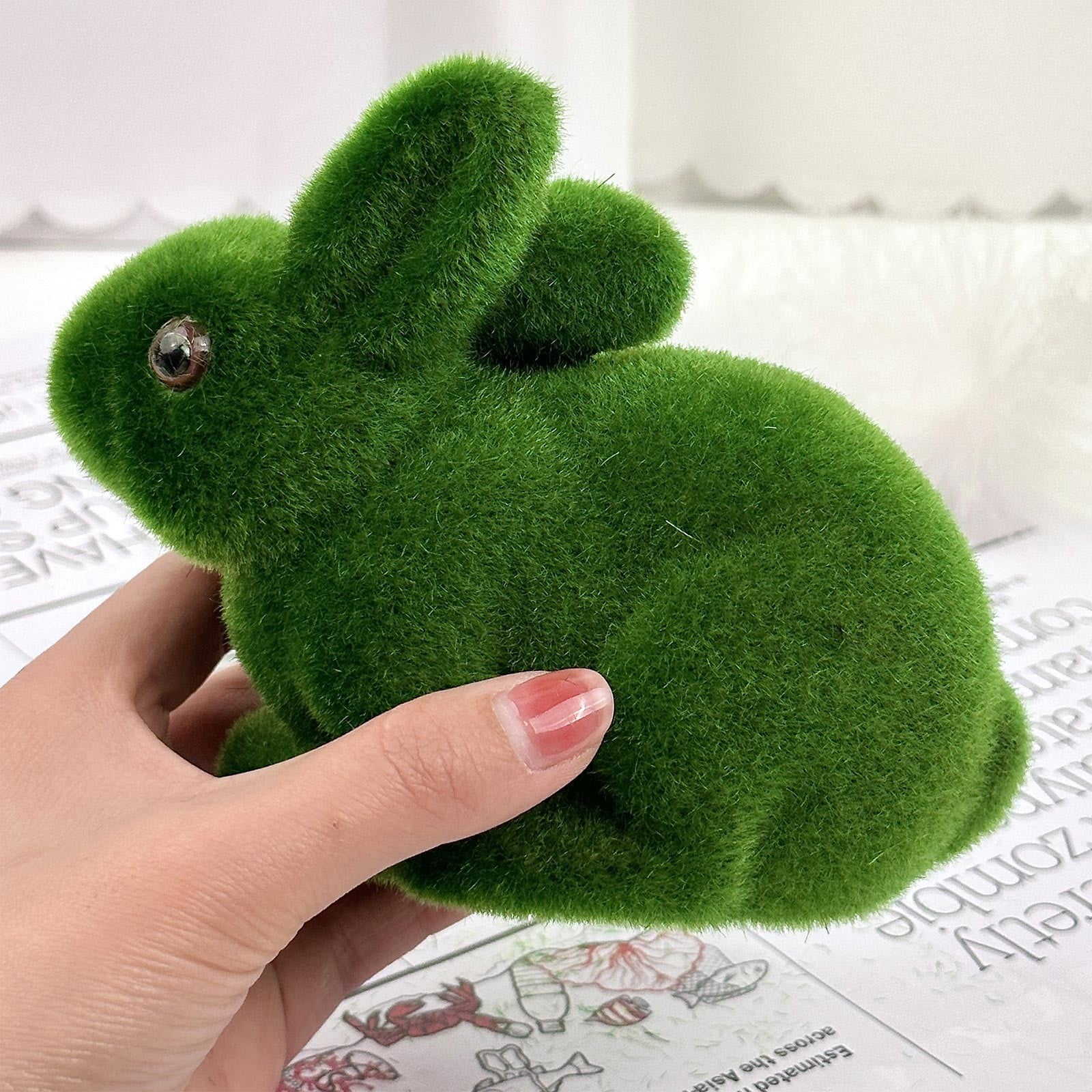 Easter Bunny Decor Artificial Green Moss Bunny Decor: Flocked Foam ...