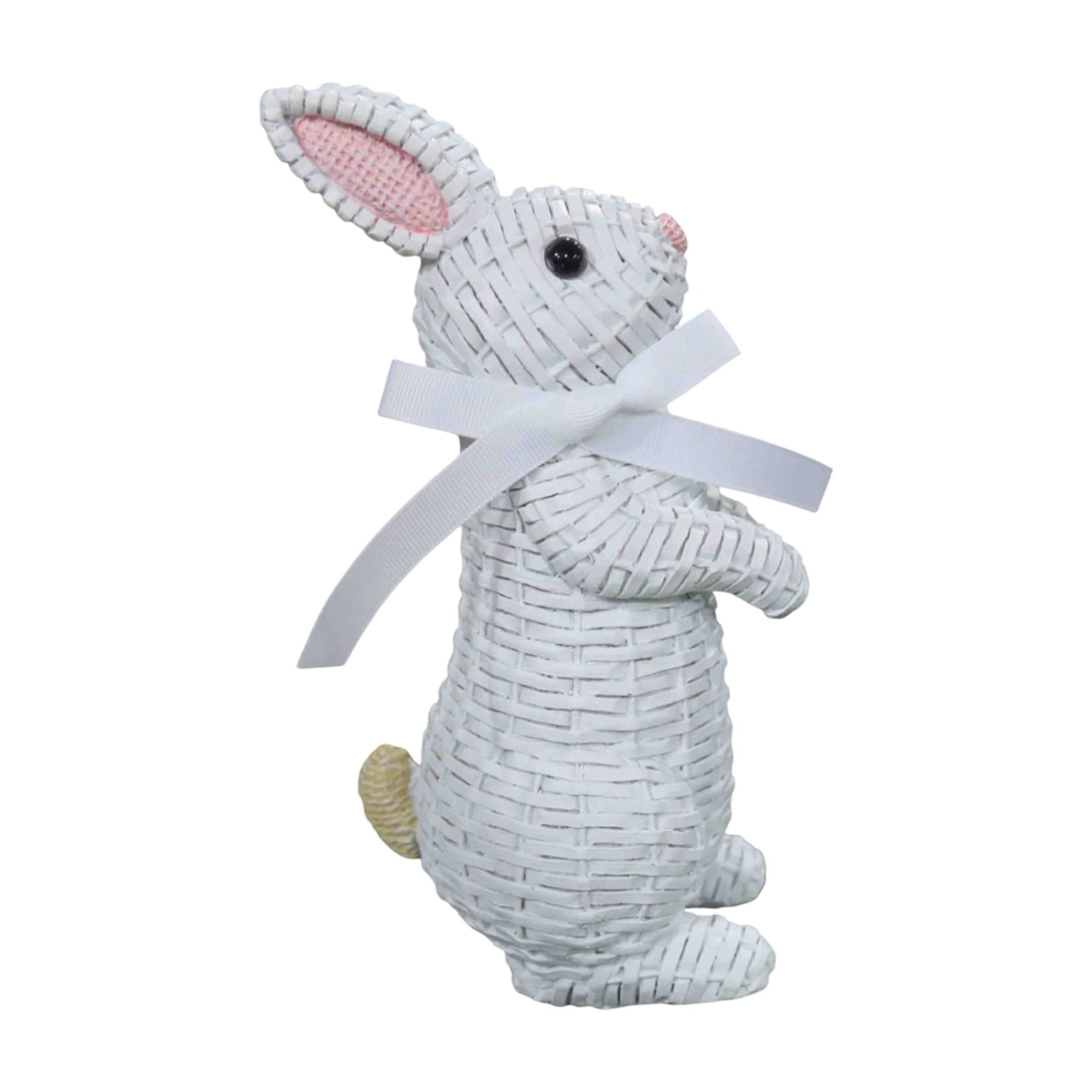 Easter Bunny Decor Figurine, Rattan Effect Resin Bunny Easter Decor ...