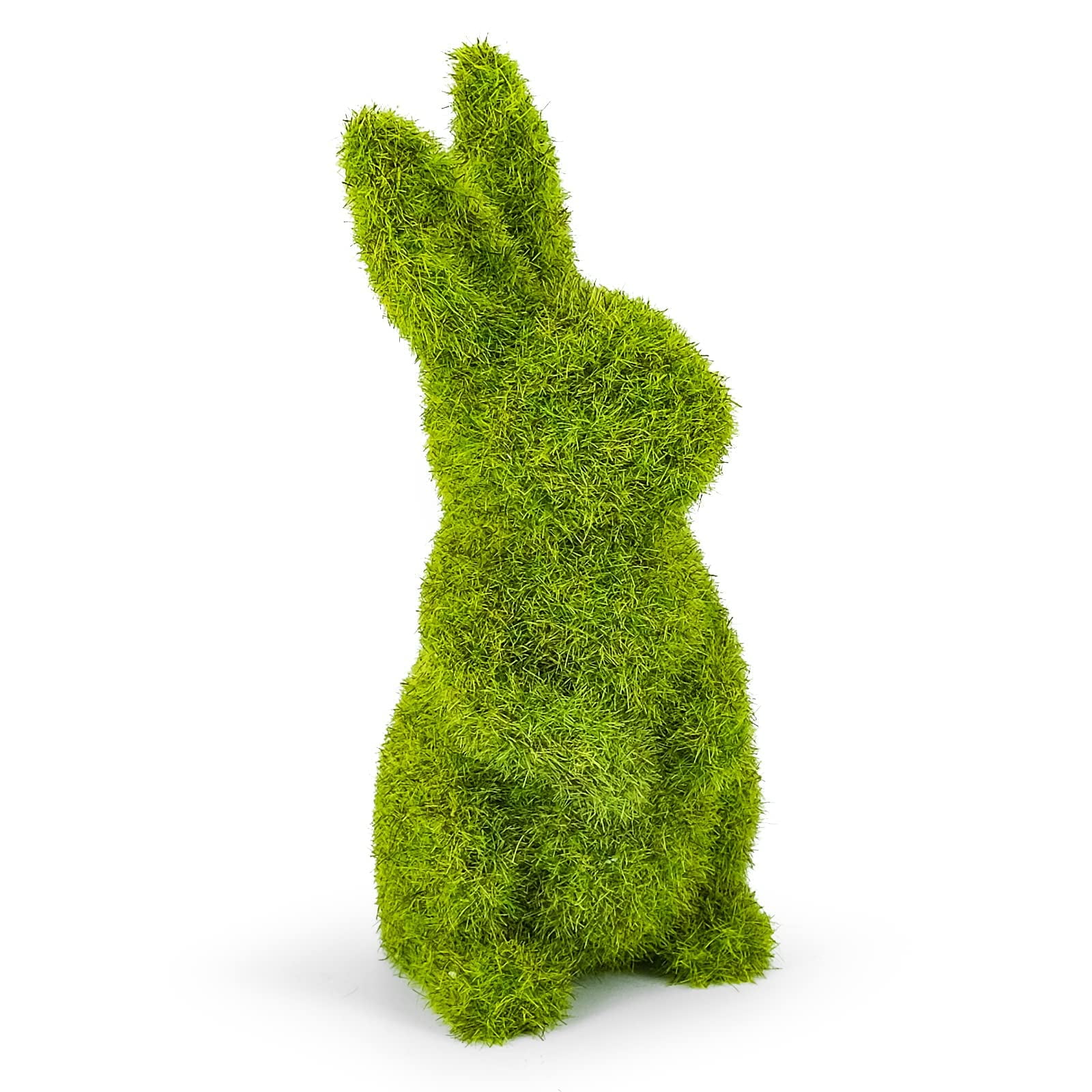 Easter Bunny Decor Green Moss Rabbit Flocking Sculpture Cute Figurines ...