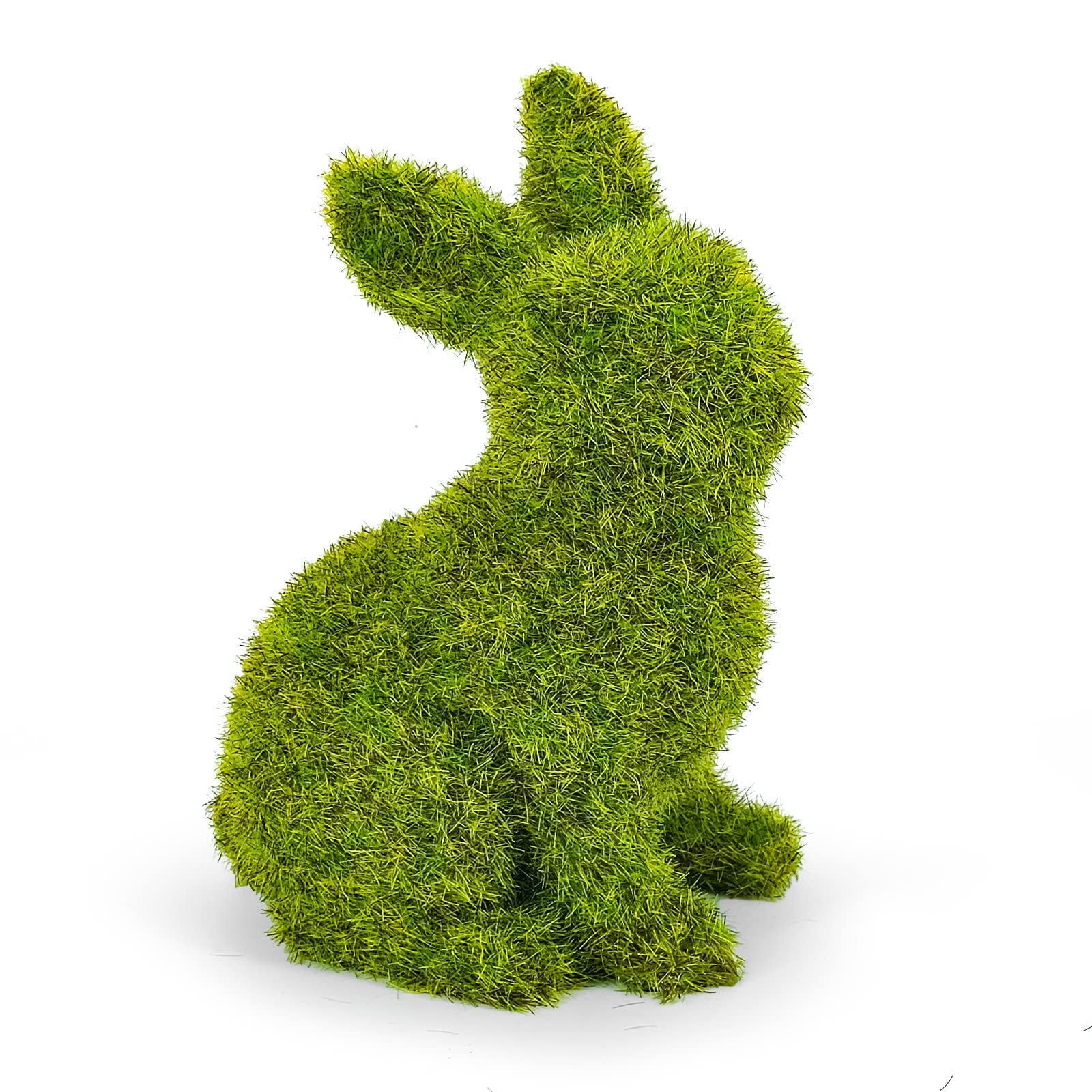 Easter Bunny Decor Green Moss Rabbit Flocking Sculpture Cute Figurines ...
