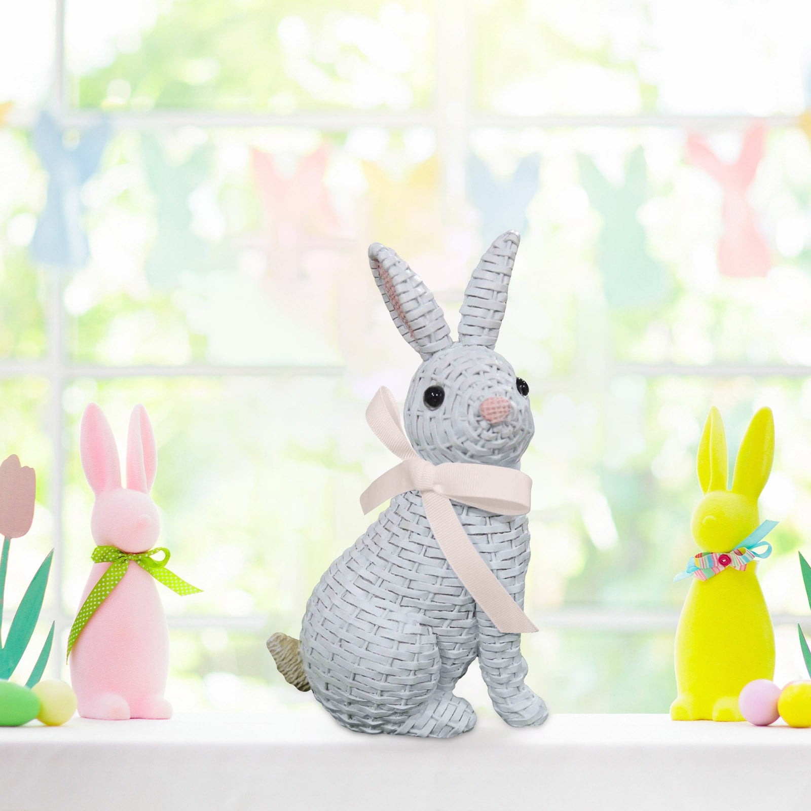 Easter Bunny Decor, Vine Effect Resin Rabbit Easter Decoration - Spring ...