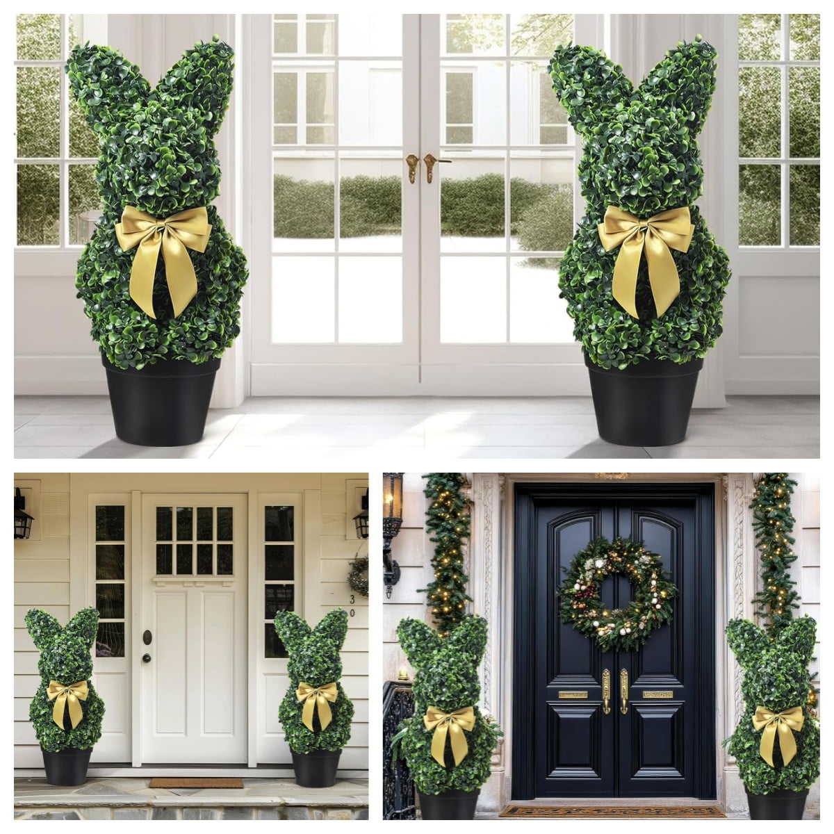 Easter Bunny Decoration 28in High Artificial Boxwood Topiary Trees in ...
