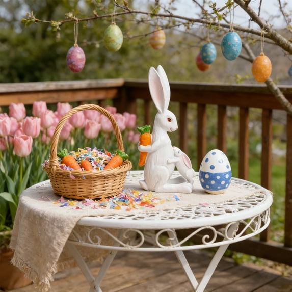 Easter Bunny Decoration, Resin Easter Ornament, Easter Bunny With ...