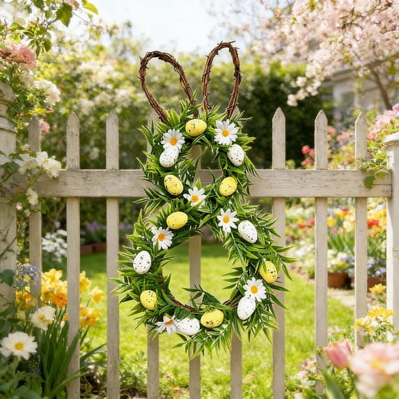 Easter Bunny Decorations 19.6 Inch Easter Wreath for Front Door ...
