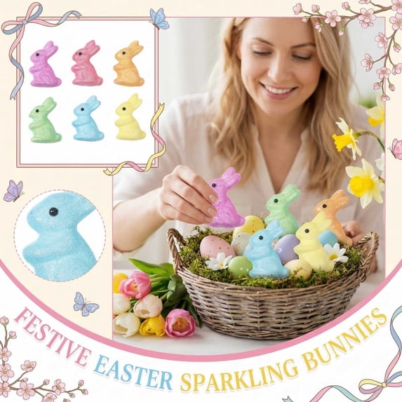 Easter Bunny Decorations, 6-Pack Rabbit Figurines For Home Decor ...