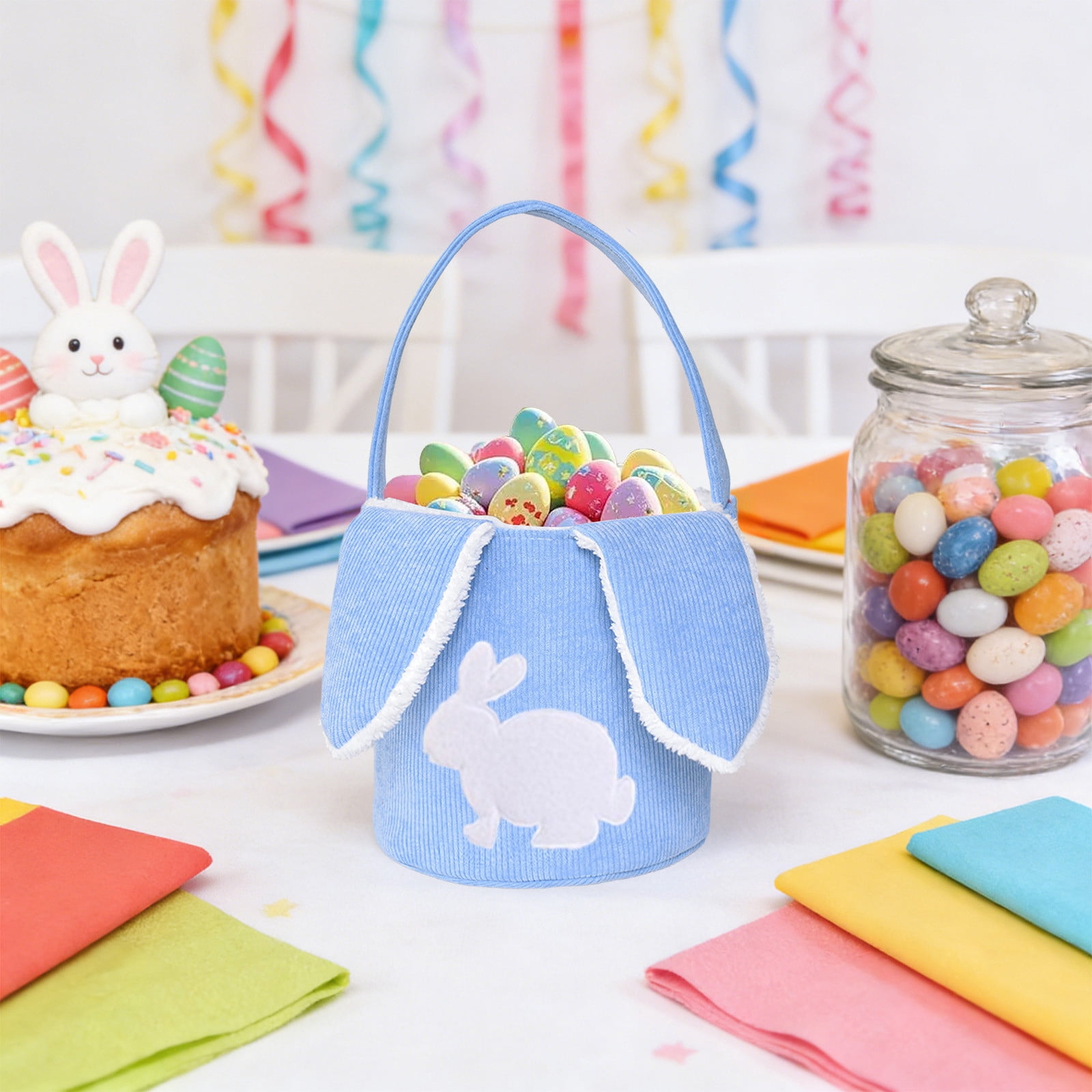 Easter Bunny Decorations Baskets with Rabbits Ears Corduroy Bunny Tote ...