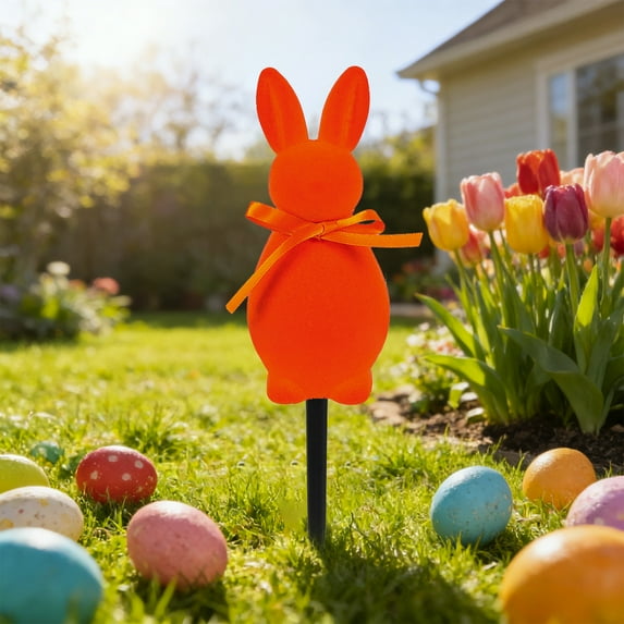 Easter Bunny Decorations Flocked Garden Stakes Outdoor Indoor Spring ...