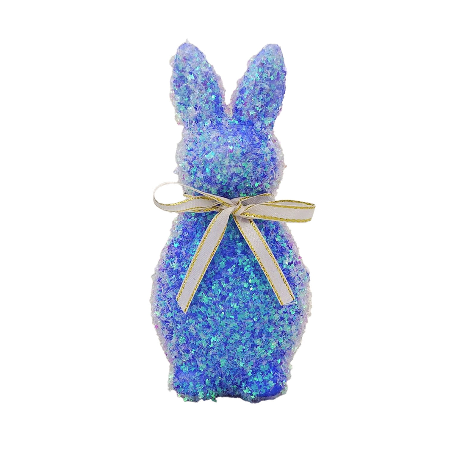 Easter Bunny Decorations Glitter Flocked Bunny Figurine Easter Flocking ...