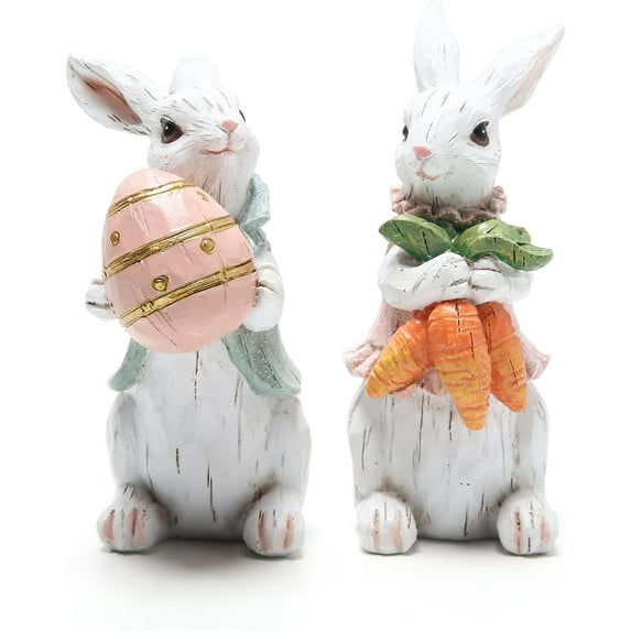Easter Bunny Decorations Spring Home Decor Bunny Figurines(Easter White ...