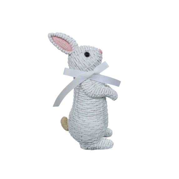 Easter Bunny Decorations, Woven Rattan Effect Resin Bunnies Figurine ...