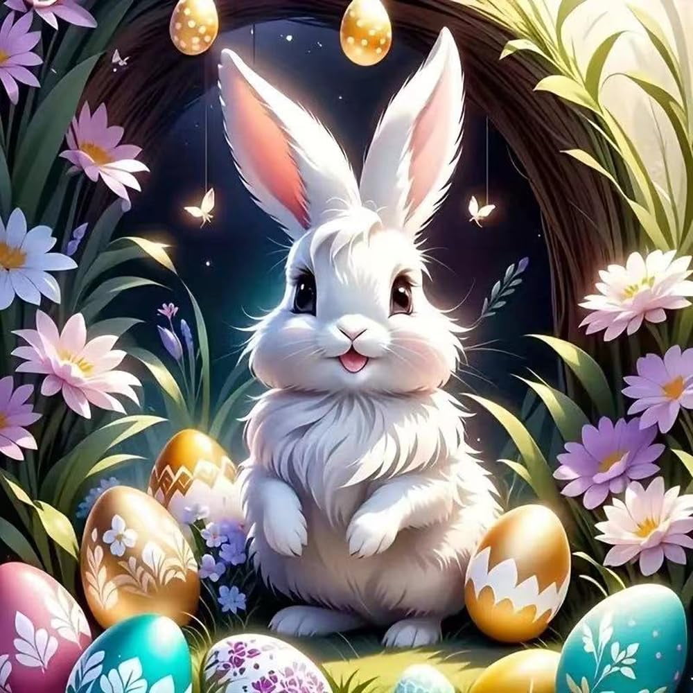 Easter Bunny Diamond Art for Adults,Full Drill Diamond Art Rabbit ...