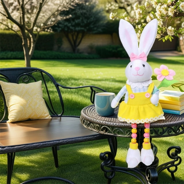 Easter Bunny Doll with Radish Flower - Cute Sitting Position Bead Feet ...