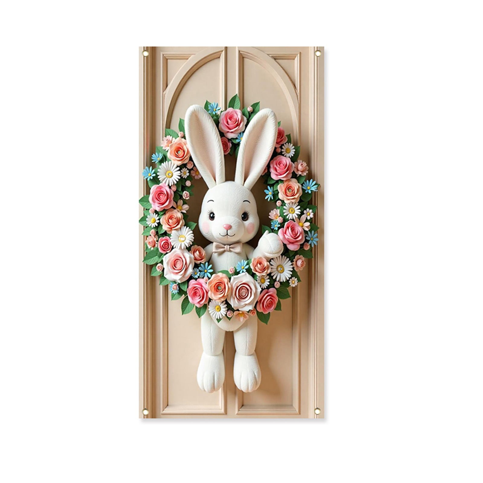 Easter Bunny Door Banner 71x35 Inch Cute Bunny Wreath Pattern Door ...