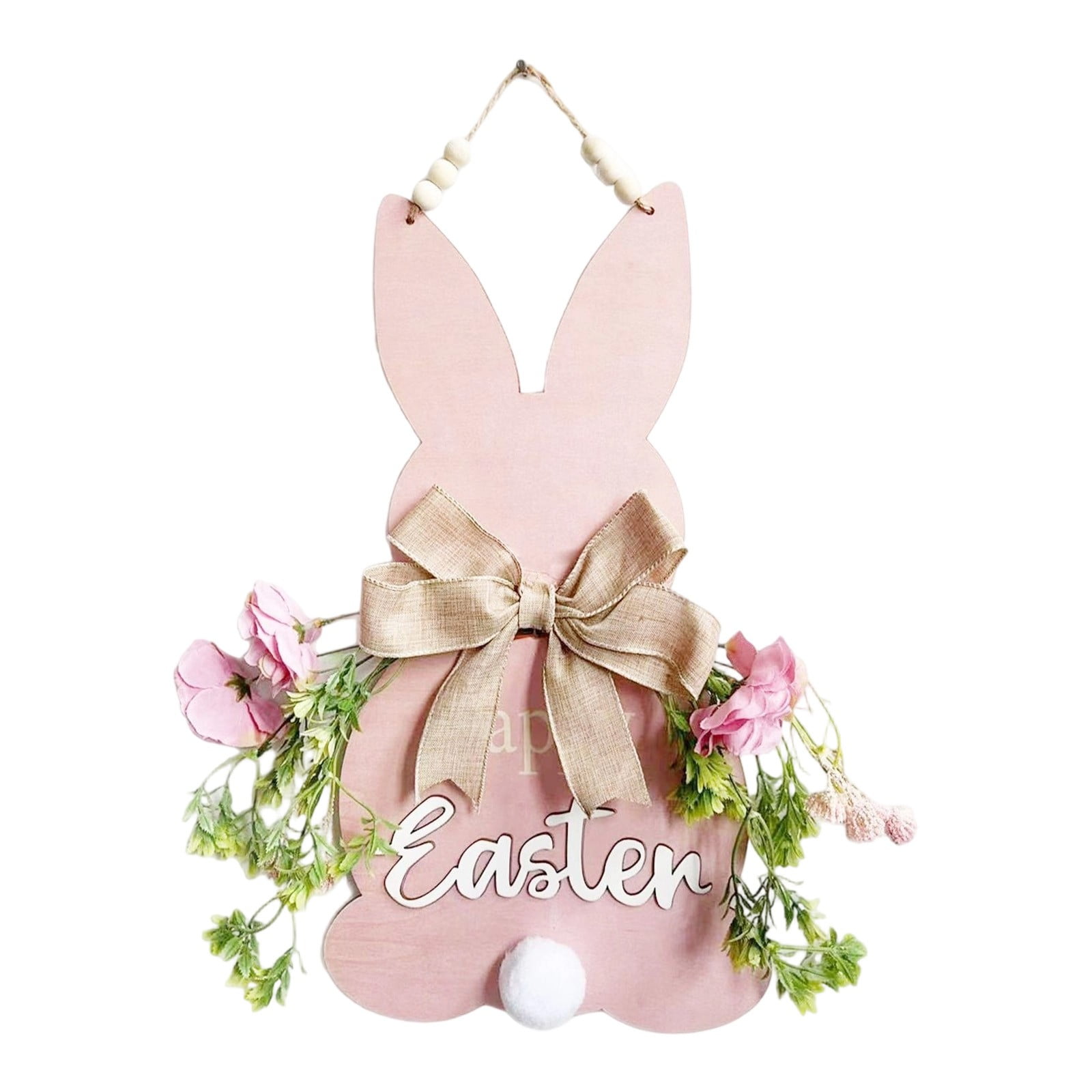 Easter Bunny Door Hanger, Wooden Easter Sign for Home Decor, Spring ...