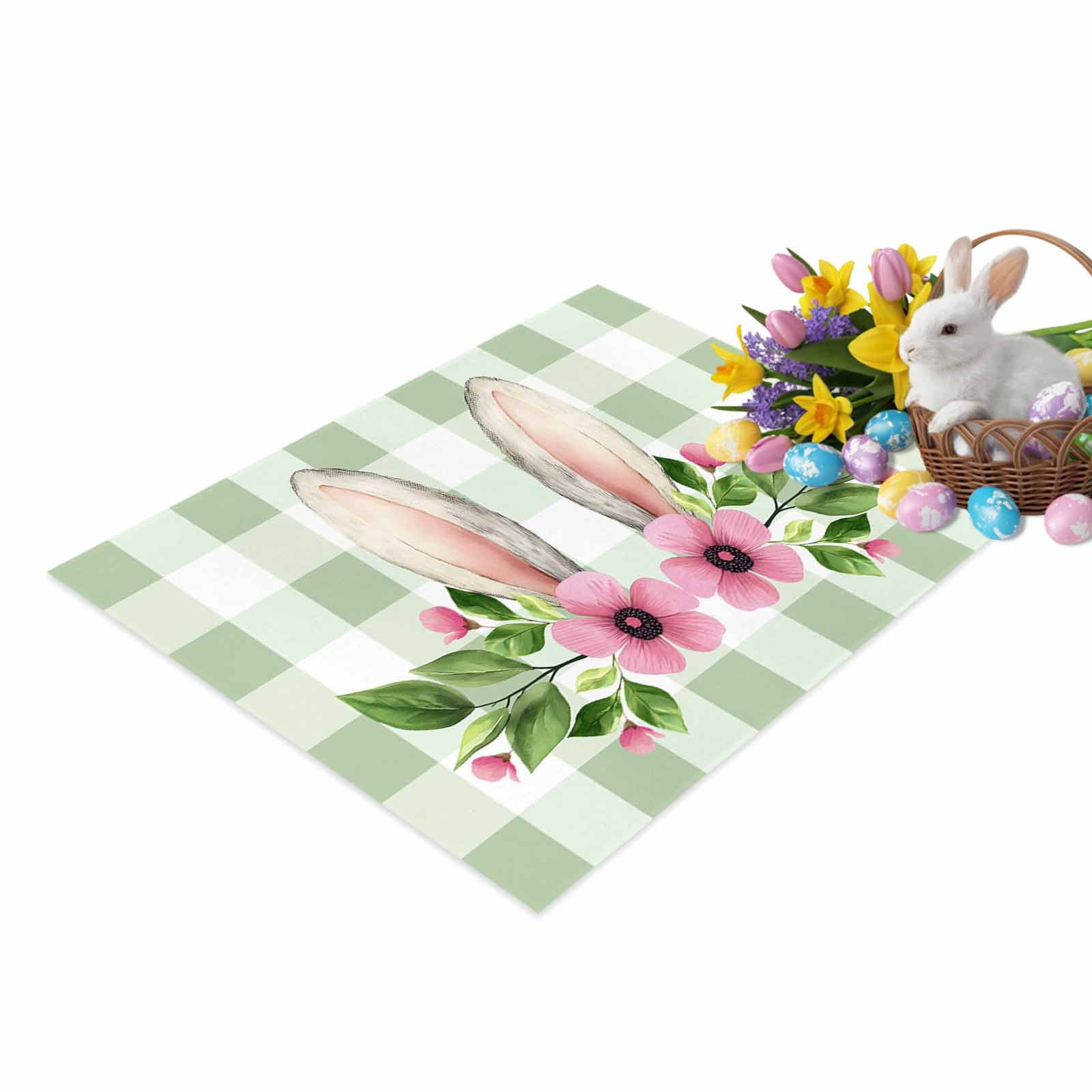 Easter Bunny Door Mat Rabbit Ears Non Slip Absorbent Entrance Mat ...