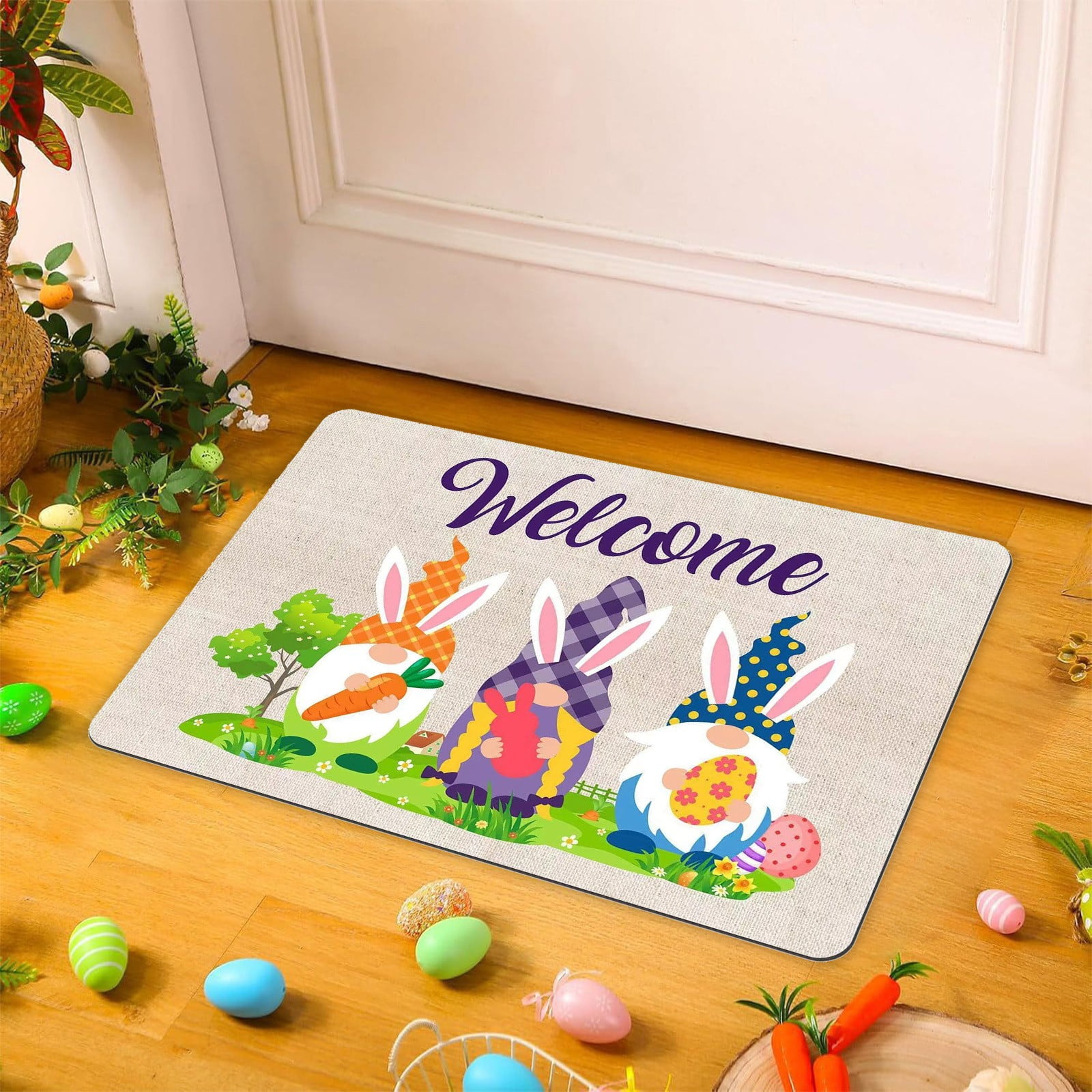 Easter Bunny Doormat 24x16 Inch - Non Slip Floor Mat Indoor Outdoor ...