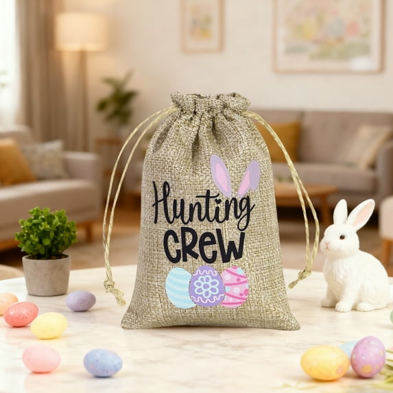 Easter Bunny Drawstring Bag, Easter Candy Bag, Linen Gift Bag ...