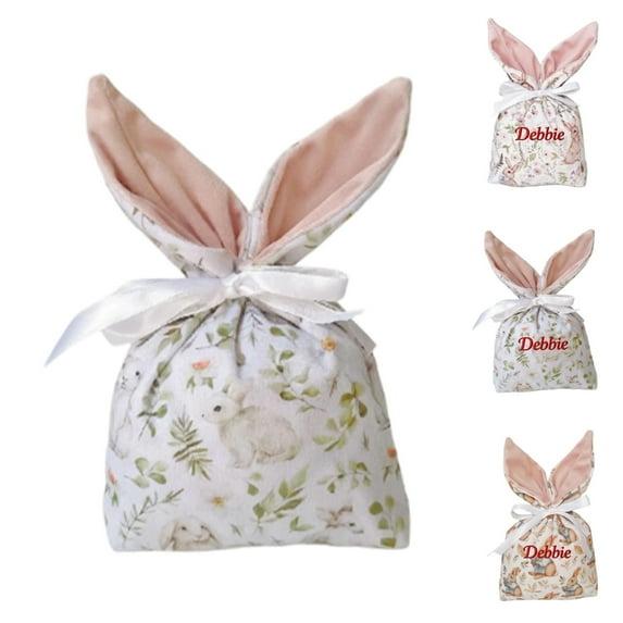 Easter Bunny Drawstring Treat Bags – Cute Rabbit Ear Velvet Gift Bags ...