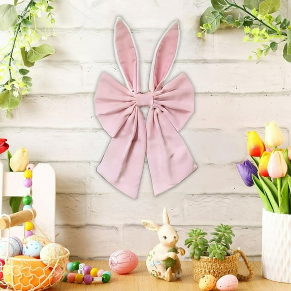 Easter Bunny Ear Bow Pendant Door Wall Hanging Ribbon Decor 15.7 x 7.9 ...