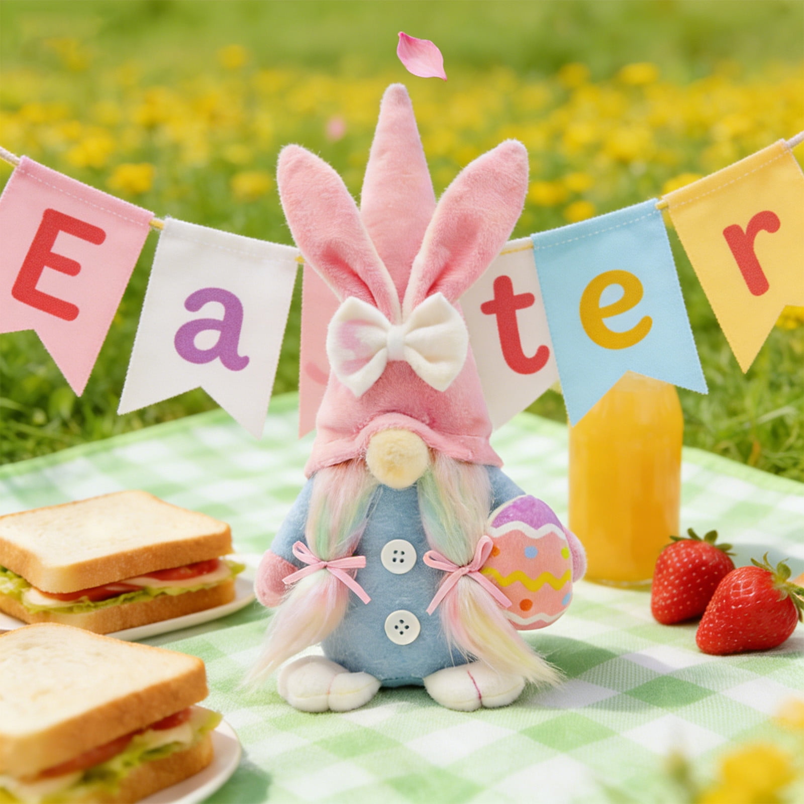 Easter Bunny Ear Gnome Doll Decoration - Cute Bunny Ear Dwarf Figurine ...