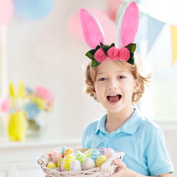 Easter Bunny Ear Headband Floral Decoration Long Ears Hair Accessory ...