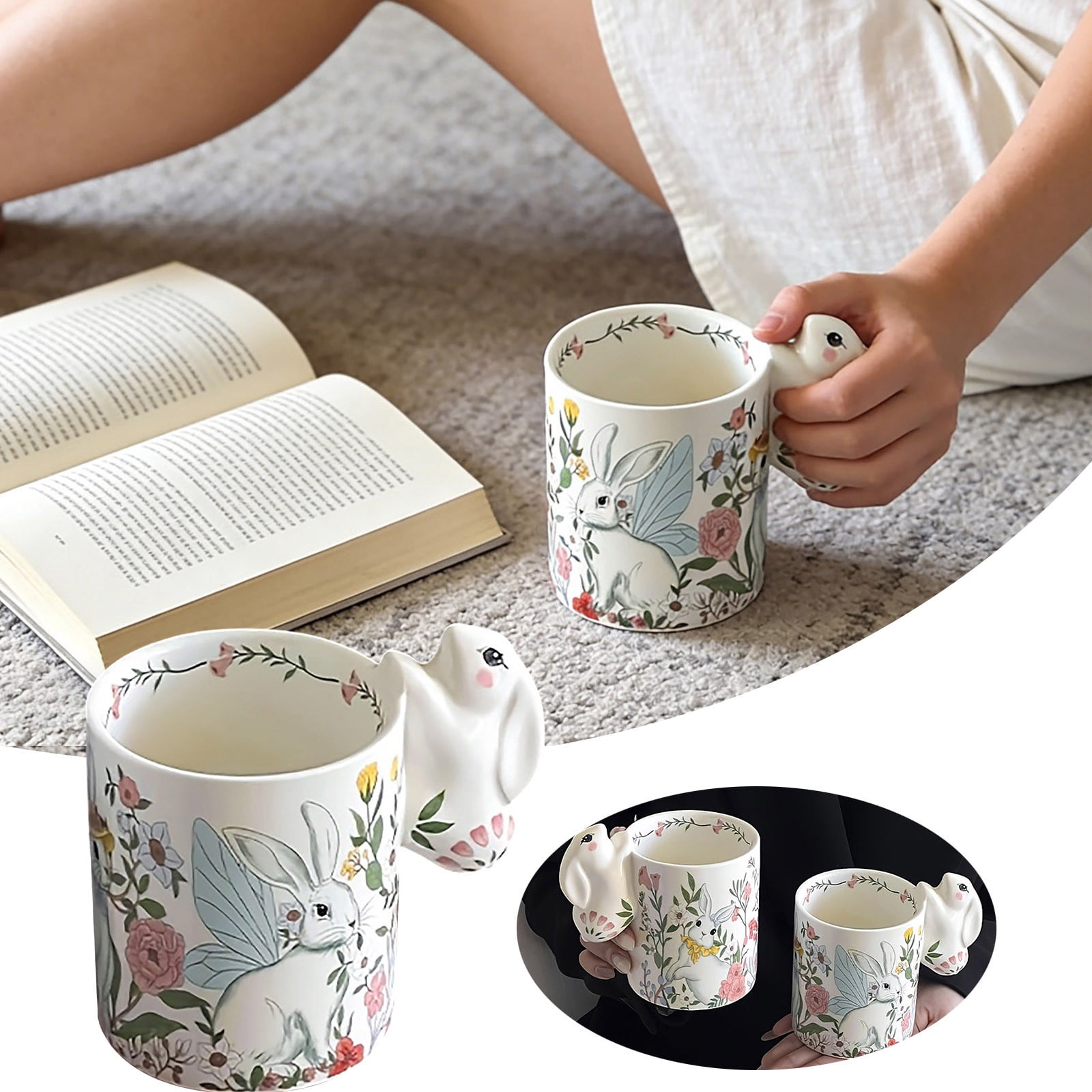 Easter Bunny Ear Mug Ceramic Rabbit-Shaped Coffee Cup Exquisite Water ...