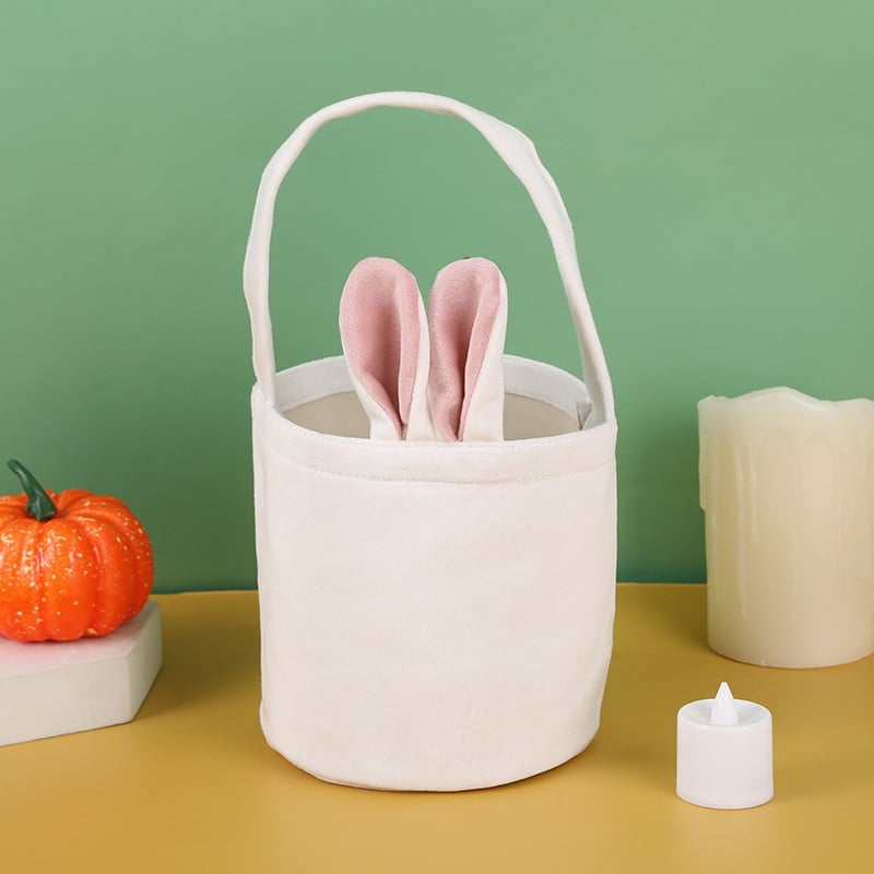 Easter Bunny Ear Tote Bag | Soft Velvety Storage Basket for Easter Egg ...