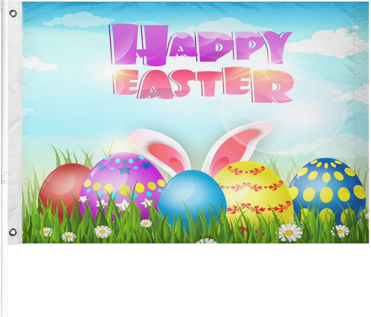 Easter Bunny Ears Egg Flag Outdoor Garden Flag for Outside Funny Flags ...