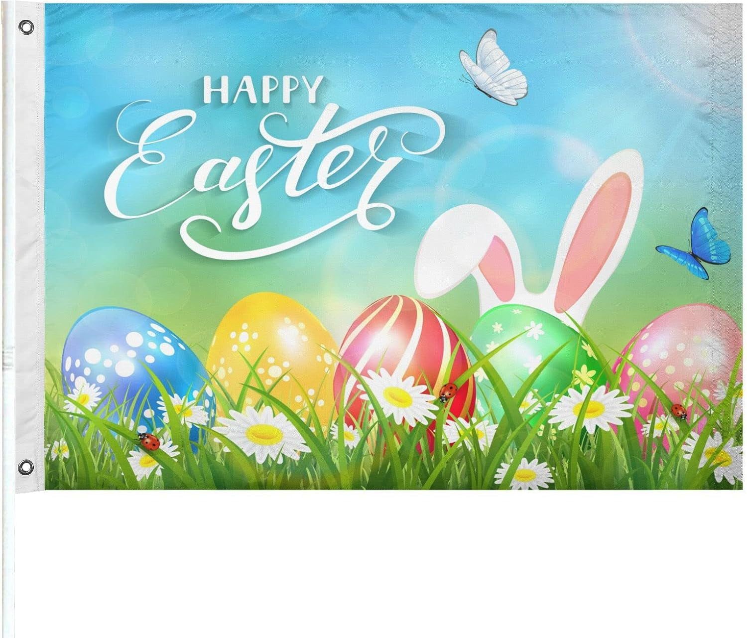 Easter Bunny Ears Eggs Flag Outdoor Garden Flag for Outside Funny Flags ...
