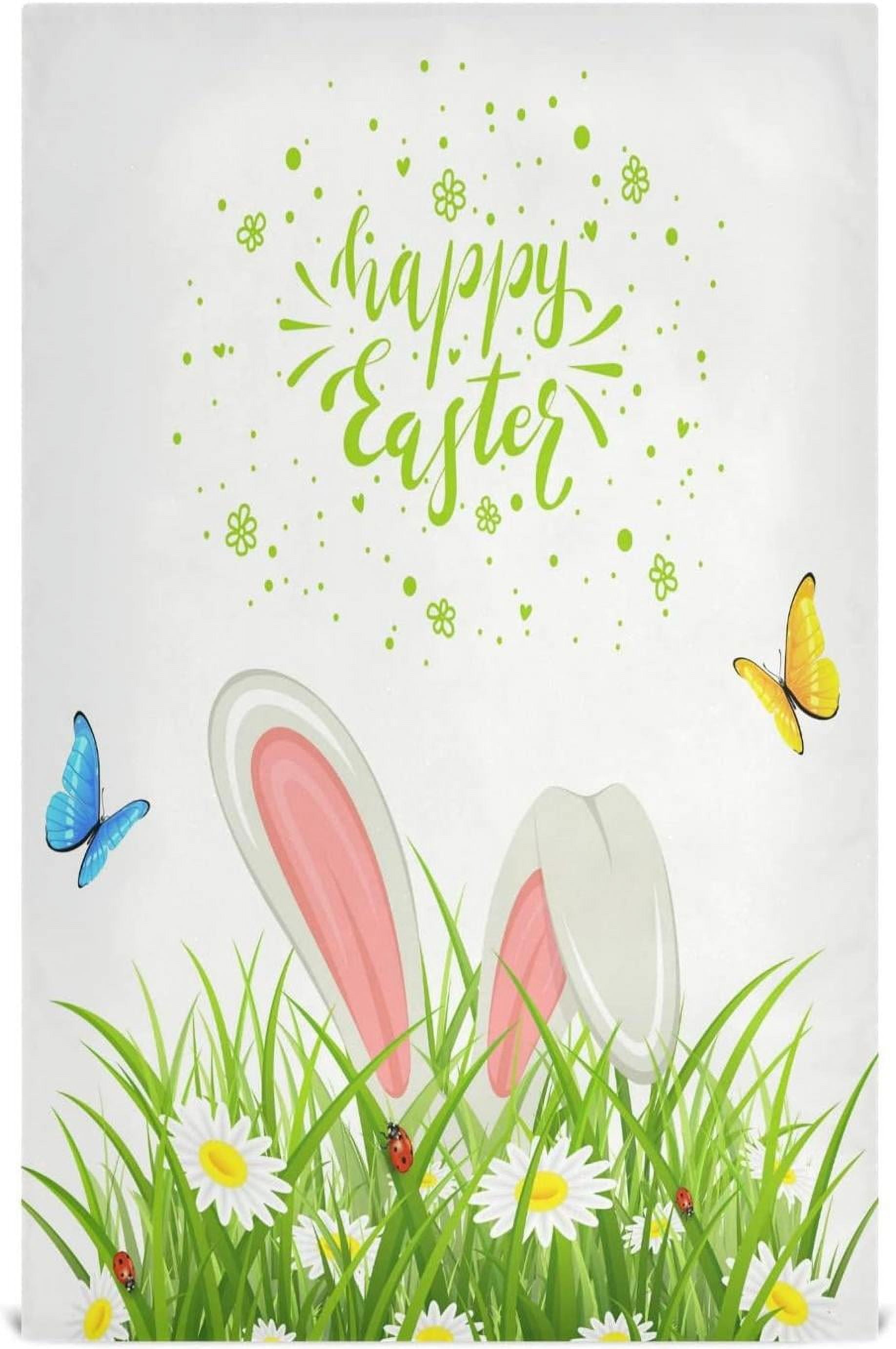Easter Bunny Ears Kitchen Tea Towels Set of 1 Absorbent Hand Dish ...