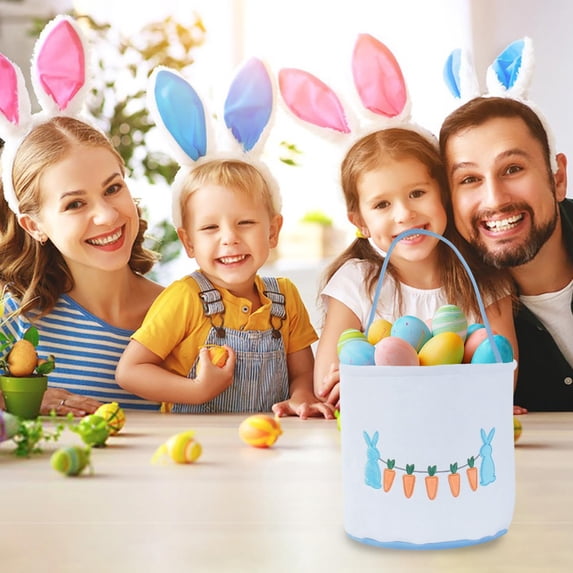 Easter Bunny Easter Eggs Indoor Decorations Basket for Kids Canvas ...