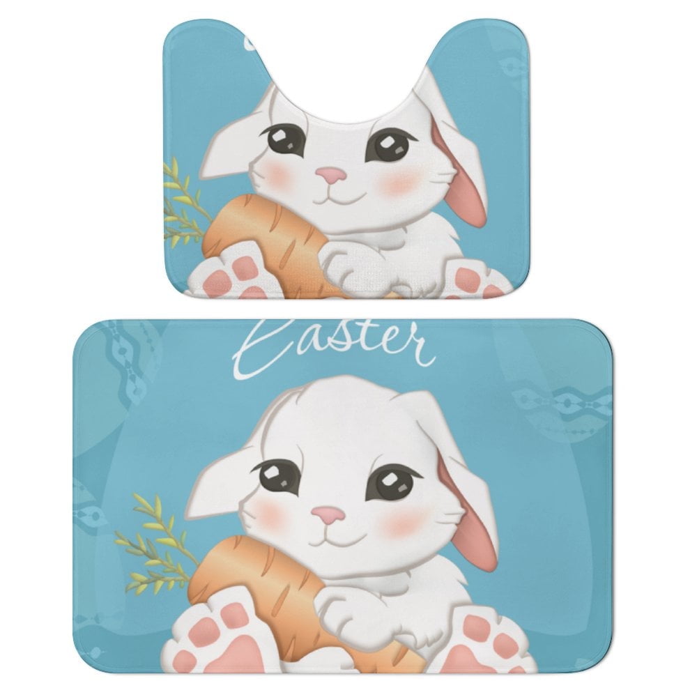 Easter Bunny Egg Bathroom Rugs Set 2 Pieces, Bathroom Set - Quick ...