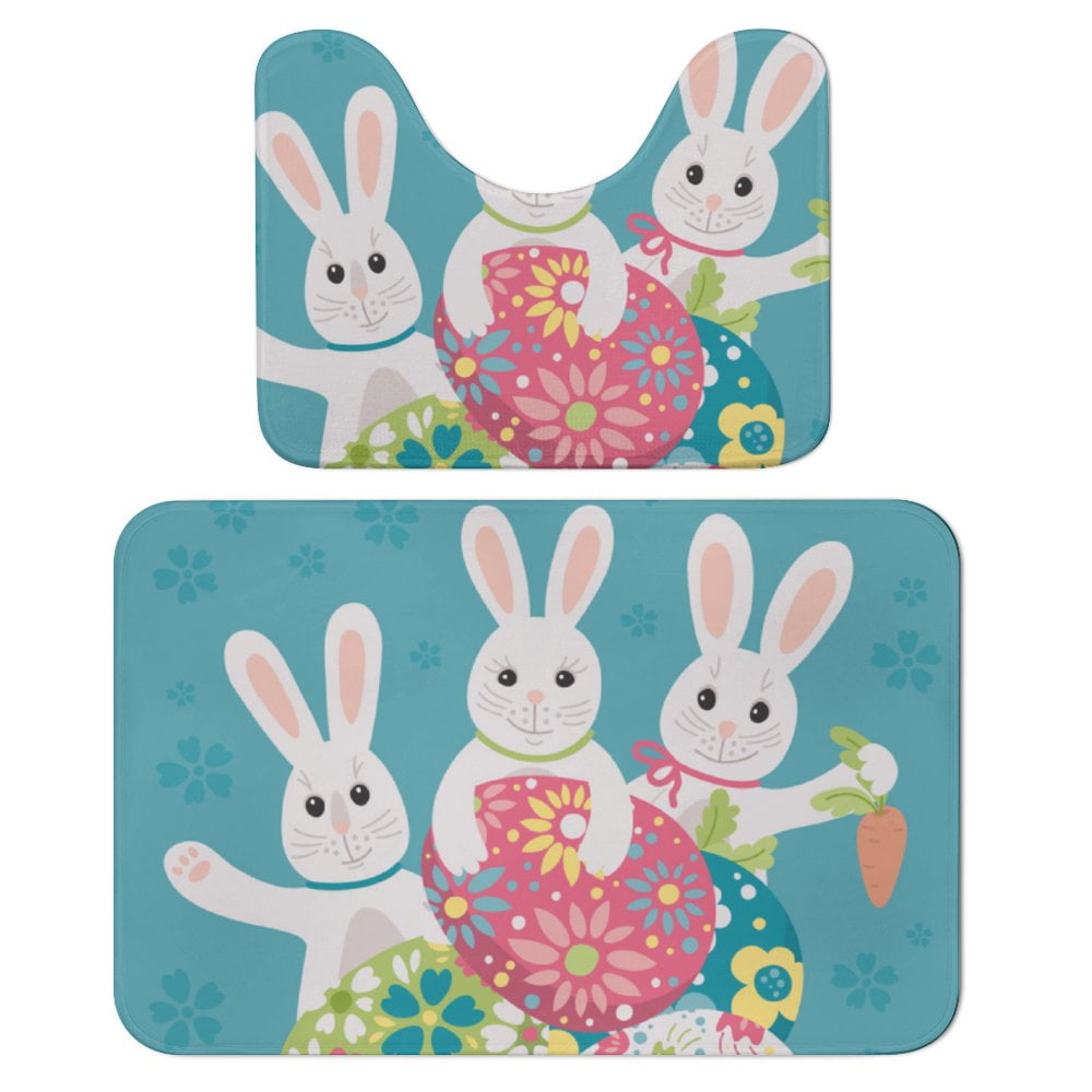 Easter Bunny Egg Bathroom Rugs Set 2 Pieces, Bathroom Set - Quick ...