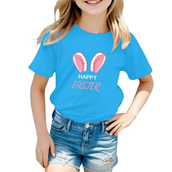 Easter Bunny Egg Design Casual Tee for Girls Festive Spring Holiday ...