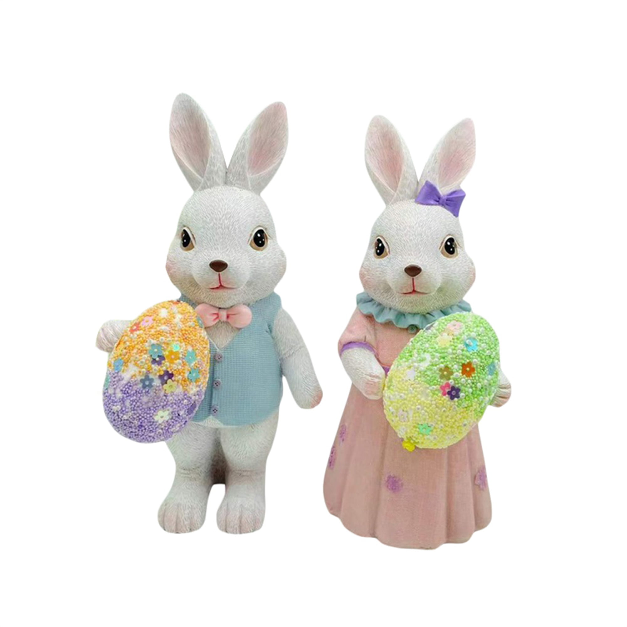 Easter Bunny Egg Figurines, Resin Rabbit Spring Easter Figurines ...