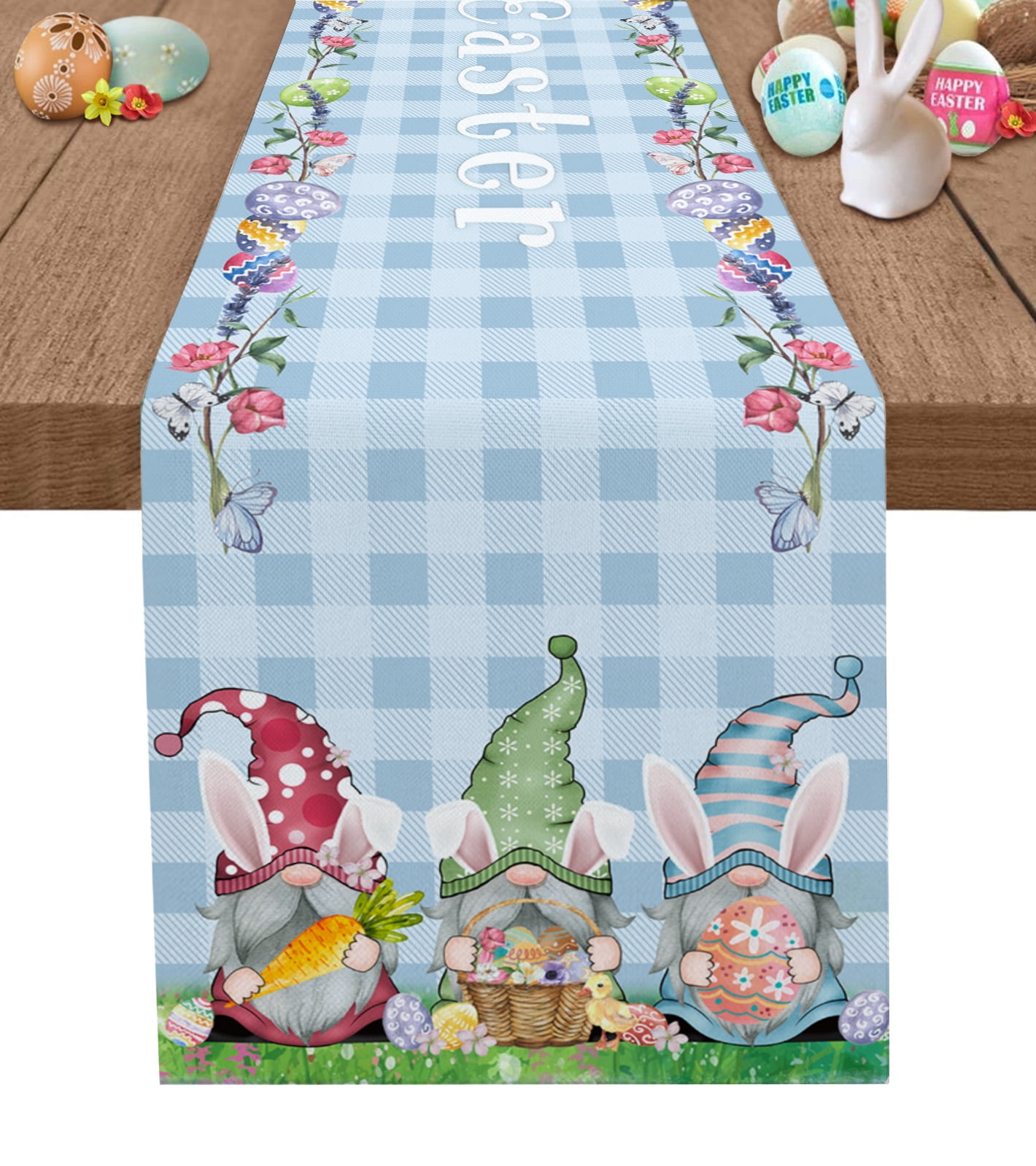 Easter Bunny Egg Flower Gnome Table Runners Modern Wedding Tablecloths ...