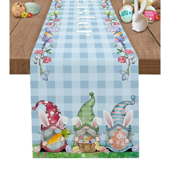 Easter Bunny Egg Flower Gnome Table Runners Modern Wedding Tablecloths Party r Table Runner ...
