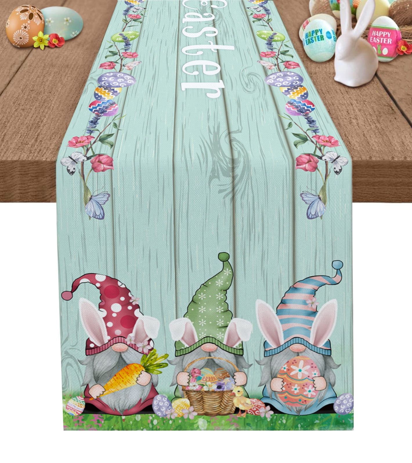 Easter Bunny Egg Flower Gnome Table Runners Modern Wedding Tablecloths ...