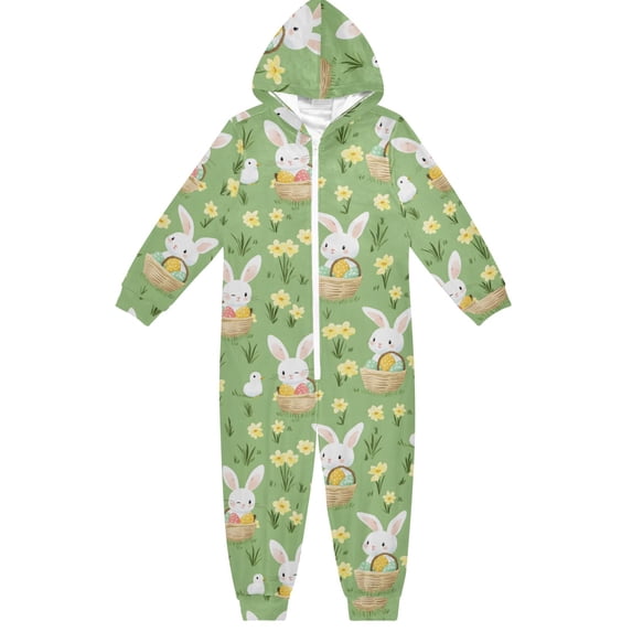 Easter Bunny Egg Flower One Piece Pajamas Soft Jumpsuit Cozy Sleep and ...