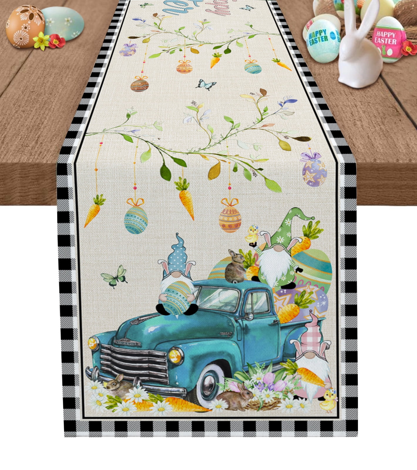 Easter Bunny Egg Flower Table Runner Modern Tablecloths Home Wedding r ...