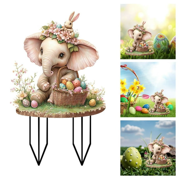 Easter Bunny & Egg Garden Stakes - Colorful Easter Colored Eggs And ...