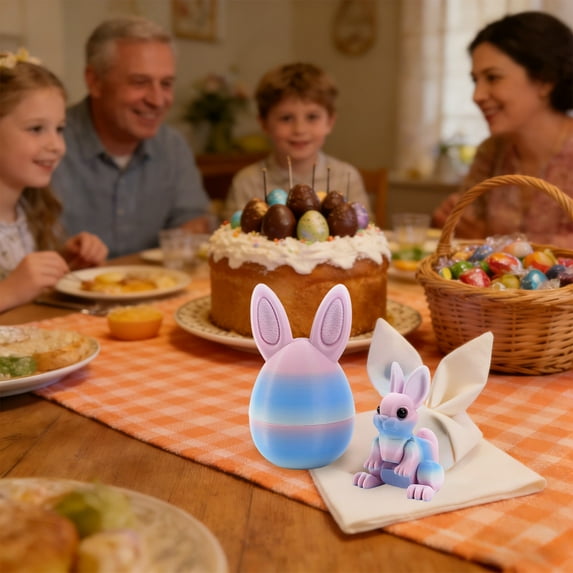 Easter Bunny Egg Ornament Openable Decorative Egg Container Rainbow ...