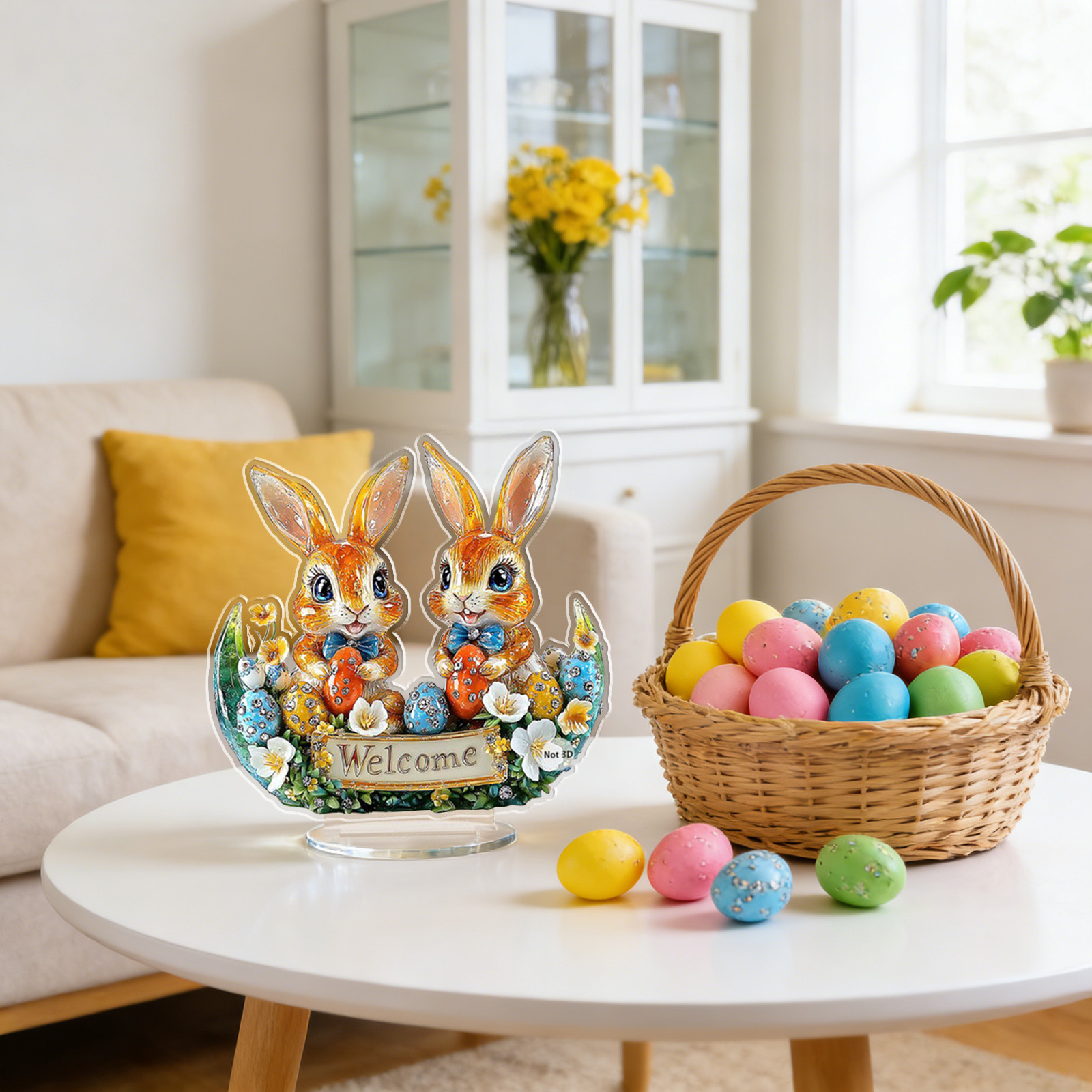 Easter Bunny Egg Ornaments Easter Tabletop Decor 7.87 x 7.09in Easter ...