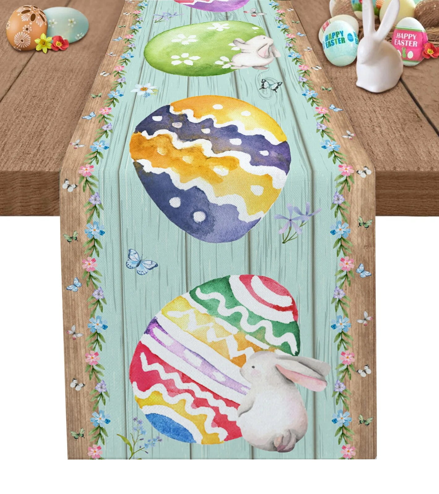 Easter Bunny Egg Table Runners Modern Wedding Tablecloths Party Decor Table Runner Easter ...