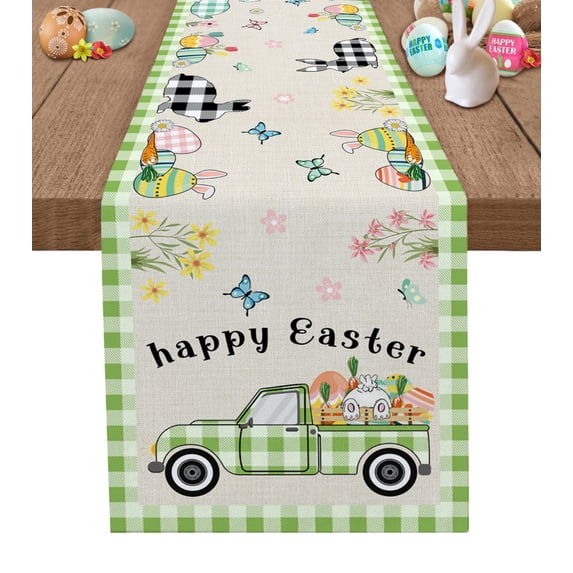 Easter Bunny Egg Truck Plaid Table Runners Modern Wedding Tablecloths ...