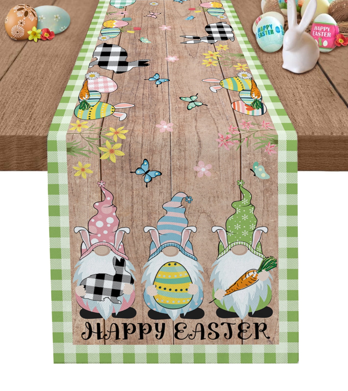 Easter Bunny Egg Truck Plaid Table Runners Modern Wedding Tablecloths ...