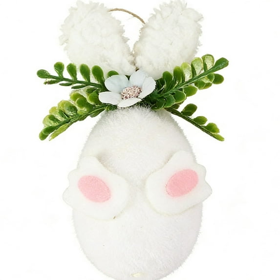 Easter Bunny Eggs Hanging Decorations with Rabbit Ears, Flocked Easter ...