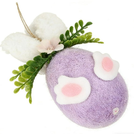 Easter Bunny Eggs Hanging Decorations with Rabbit Ears, Flocked Easter ...