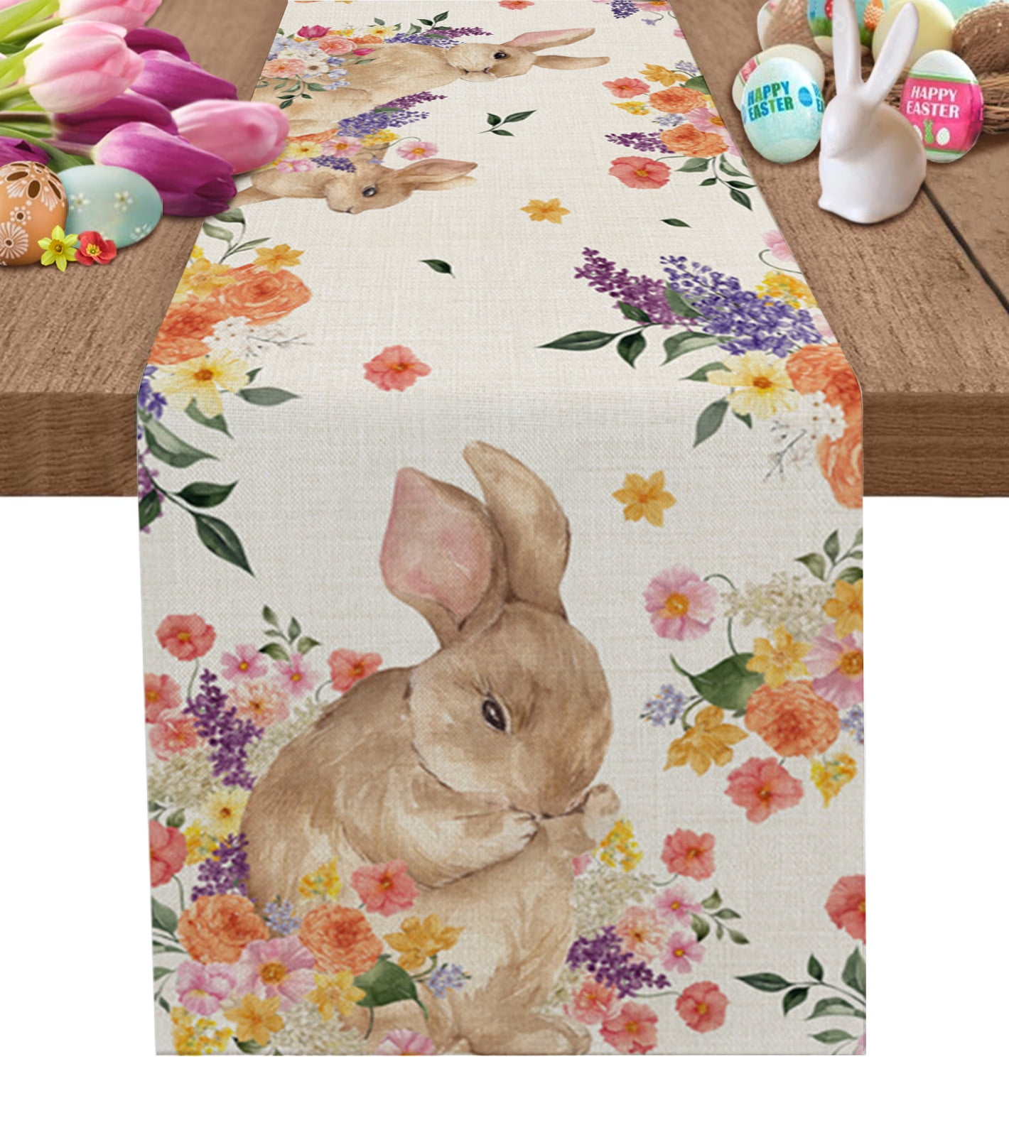 Easter Bunny Eggs Radish Table Runner Easter Party Dining Table r ...