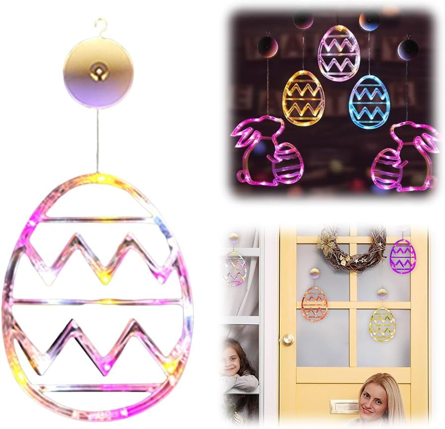 Easter Bunny Eggs Window Lights, 2025 New Easter Egg Bunny Easter ...